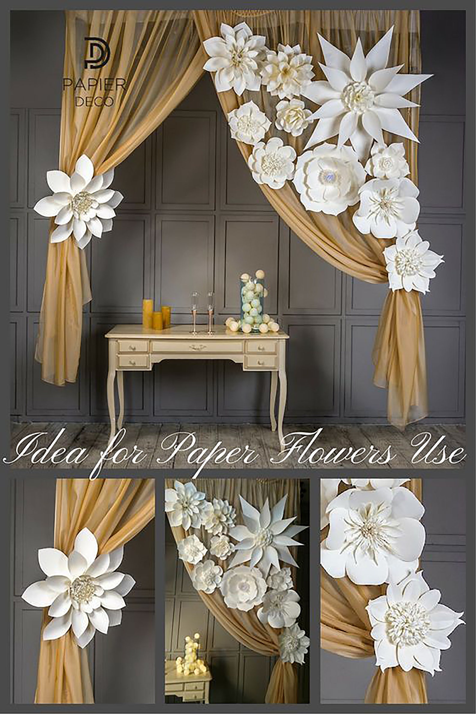Paper Flower Backdrop Large Paper Flowers Wedding Backdrop - Etsy