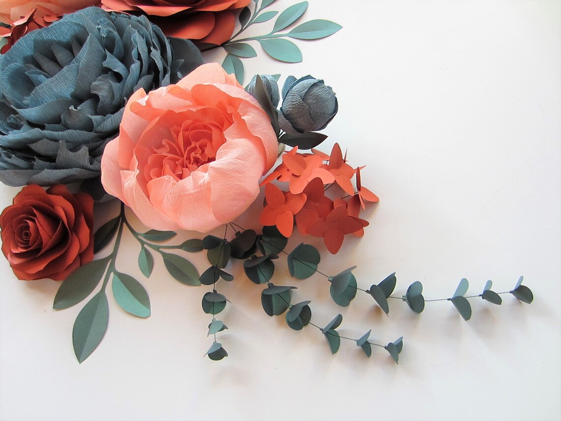 Handcrafted Paper Flower Wall Decor: Large Peonies, Roses, Hydrangeas ...