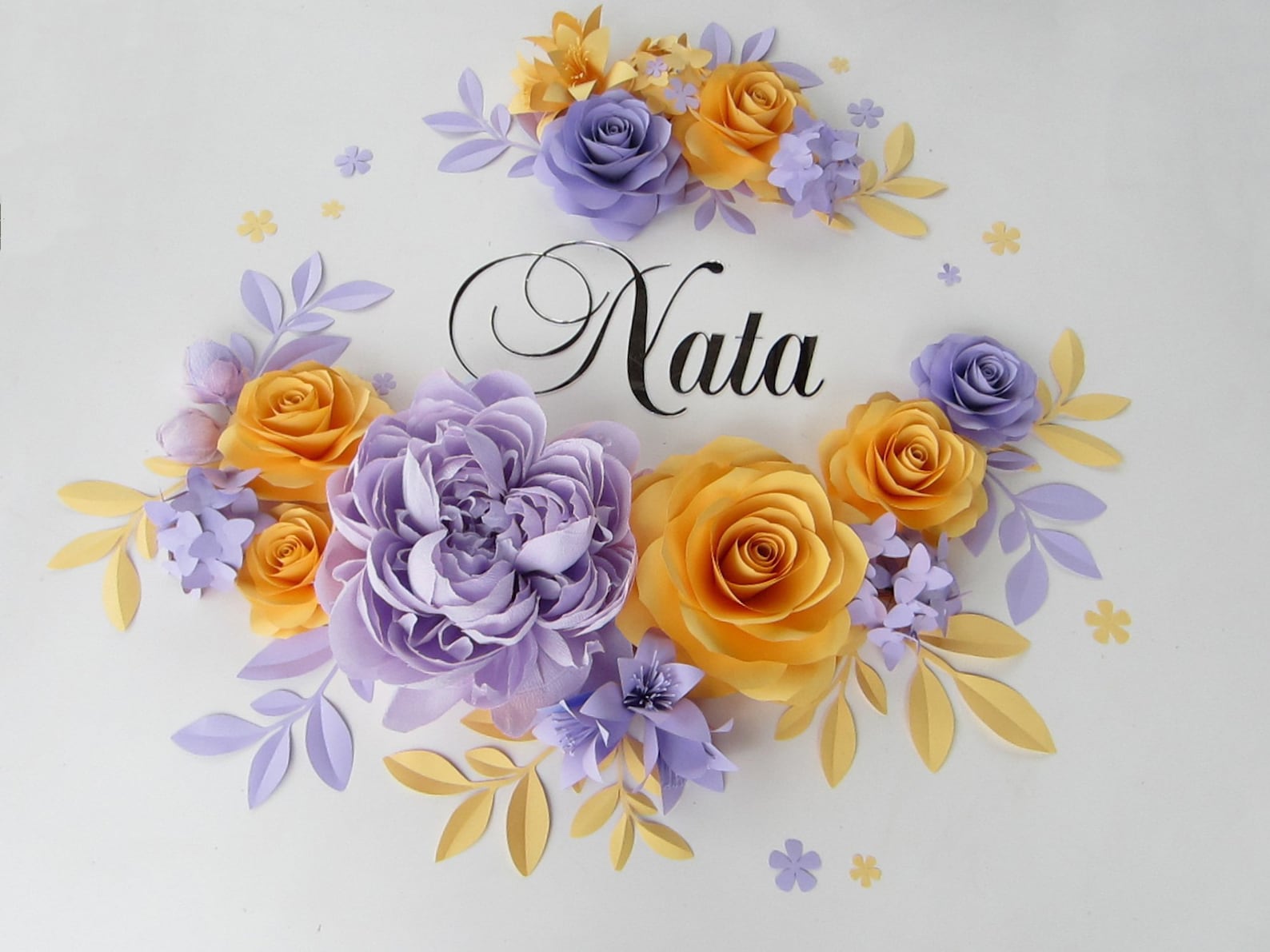 Baby Name Sign Giant Paper Flowers Wall Decor in Lavender and | Etsy