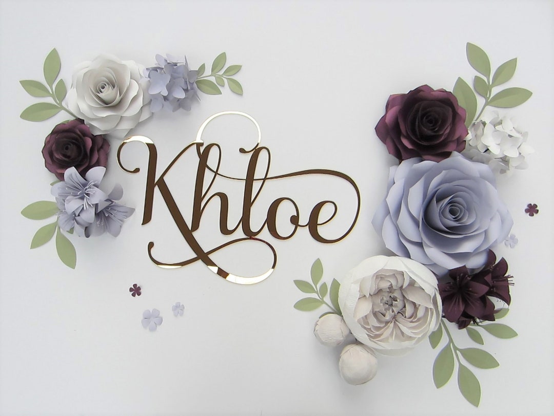 Nursery Name With Paper Wall Flowers Above Crib, Wall Flowers Match to ...