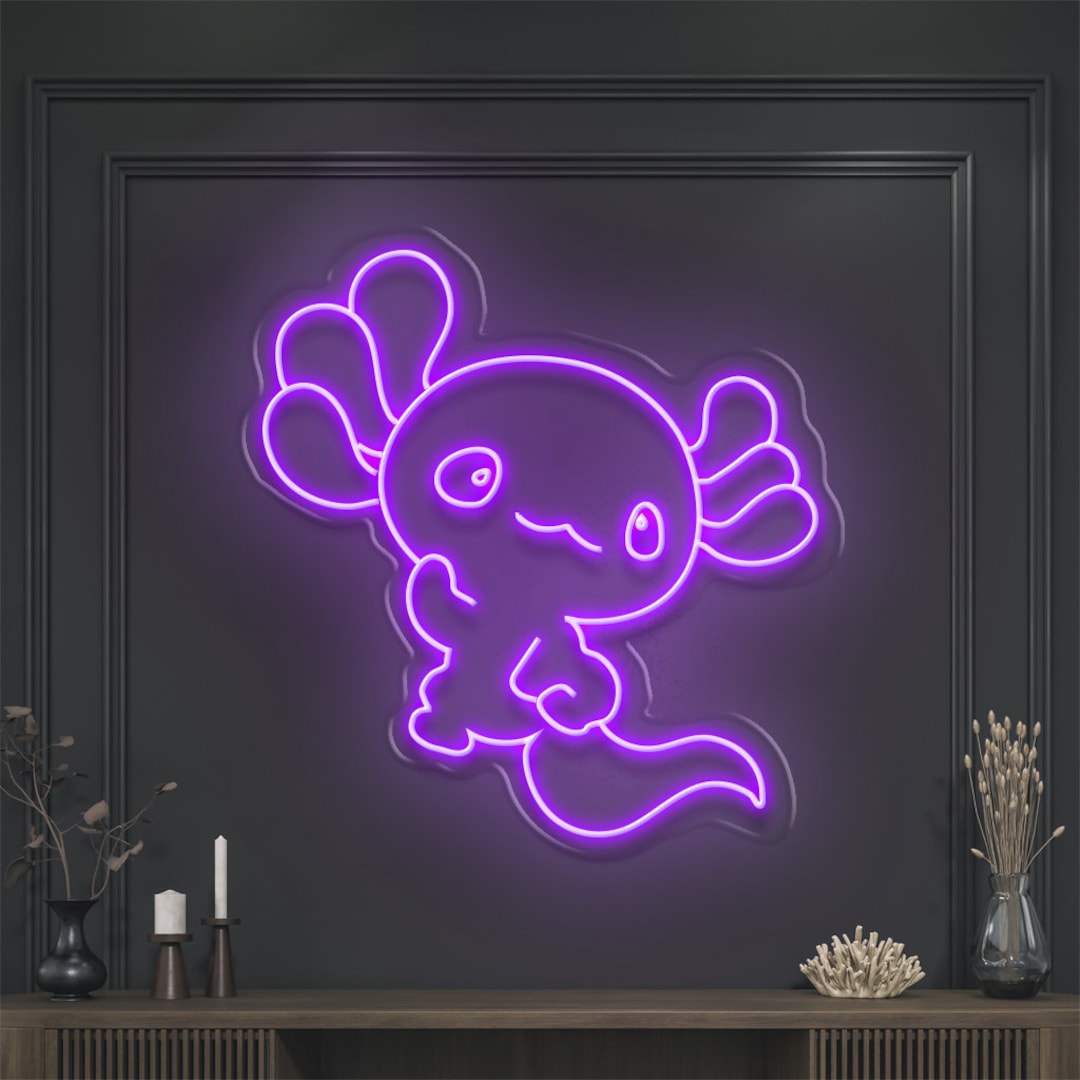 Сute Axolotl Neon Sign, Baby Axolotl Wall Lamp, Kawaii Axolotl, Axolotl ...
