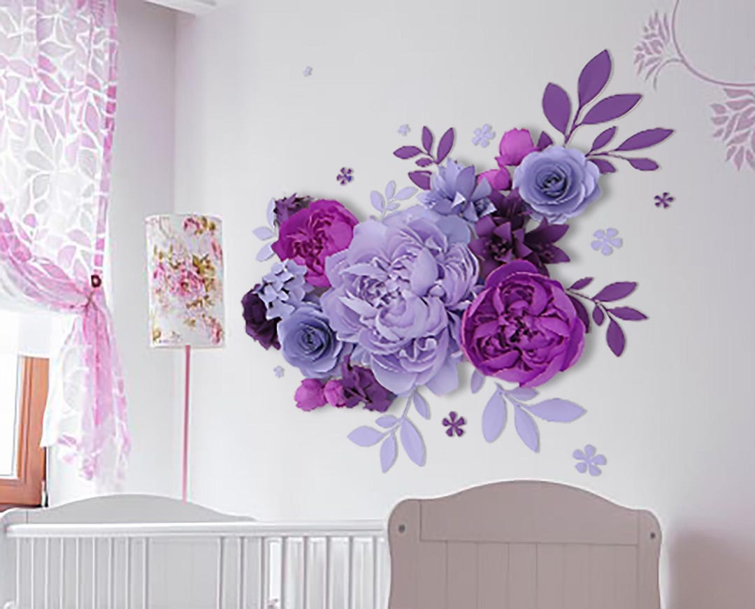 Giant Purple Paper Flower Wall Decor, Peony & Rose Set (4x3.3ft) - Etsy