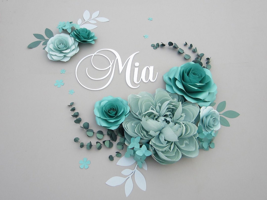 Peony Paper Flower Nursery Name Sign: 3D Wall Art Decor - Etsy
