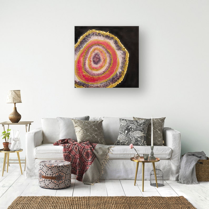 Amethyst geode Art Geode Wall Art With Real Amethyst Resin | Etsy