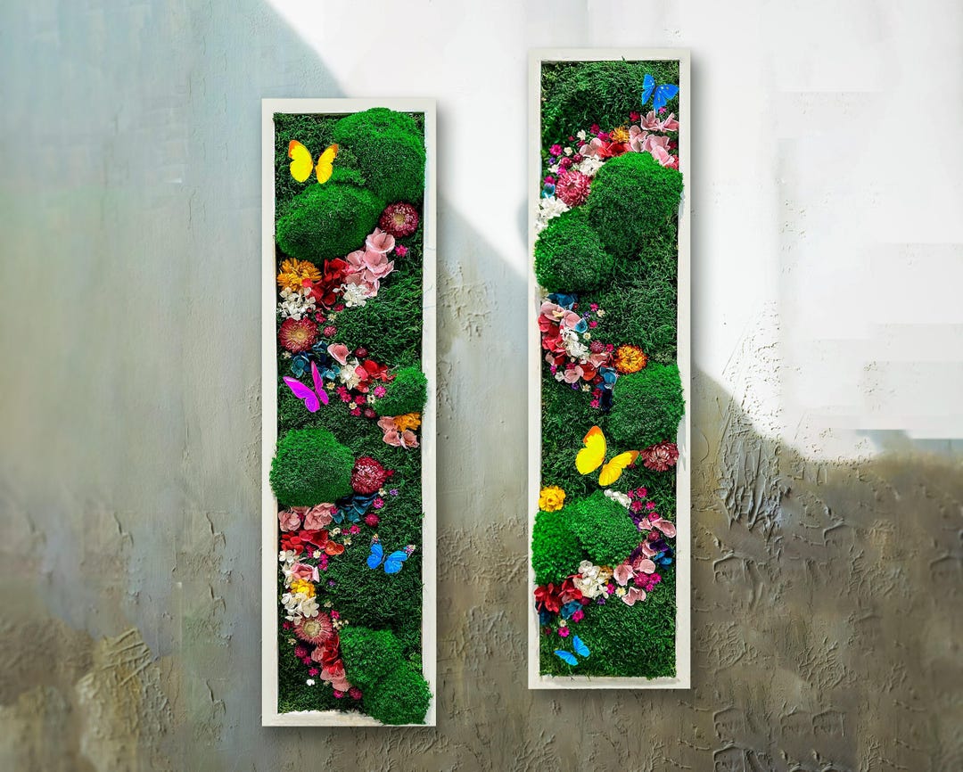 Preserved Moss Wall Art Frame, Handmade Rectangle Set of Two Moss Panel ...