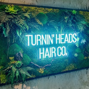 Moss Wall Art With Neon Sign, Preserved Moss Art Framed, Living Moss ...