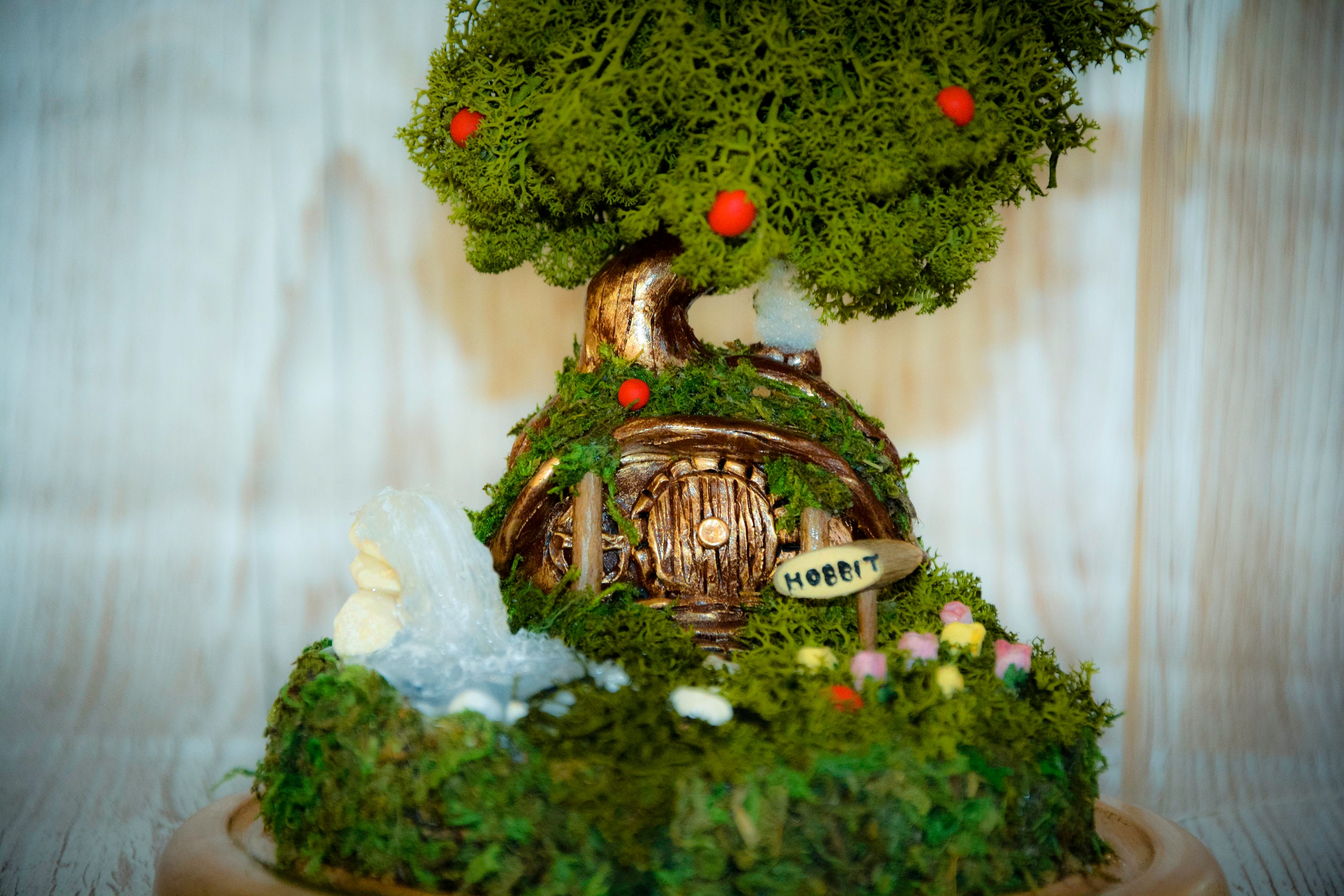 Hobbit House Vintage Terrarium Table Lamp With Glass Cloche, Hobbit ...
