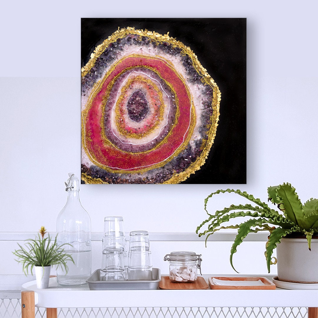 Painting Amethyst Original Geode Painting abstract art wall art pour ...