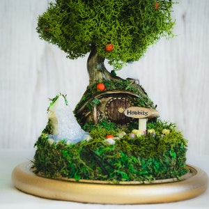 Hobbit House Vintage Terrarium Table Lamp With Glass Cloche, Hobbit ...