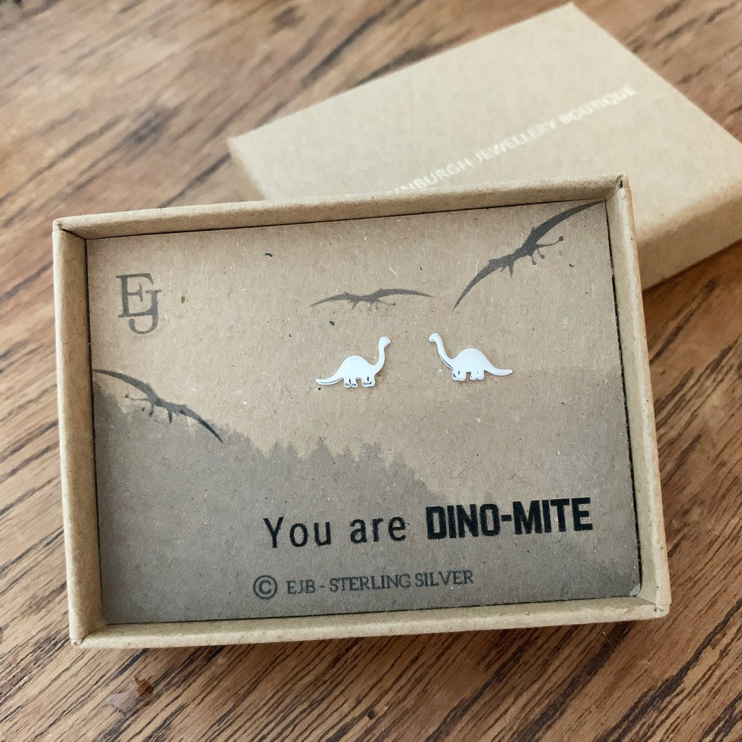 Sterling Silver Dinosaur Studs - Etsy