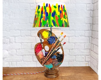 Modern Art Table Lamp With Lamp Shade Painted Wall Design Small Lamp ...