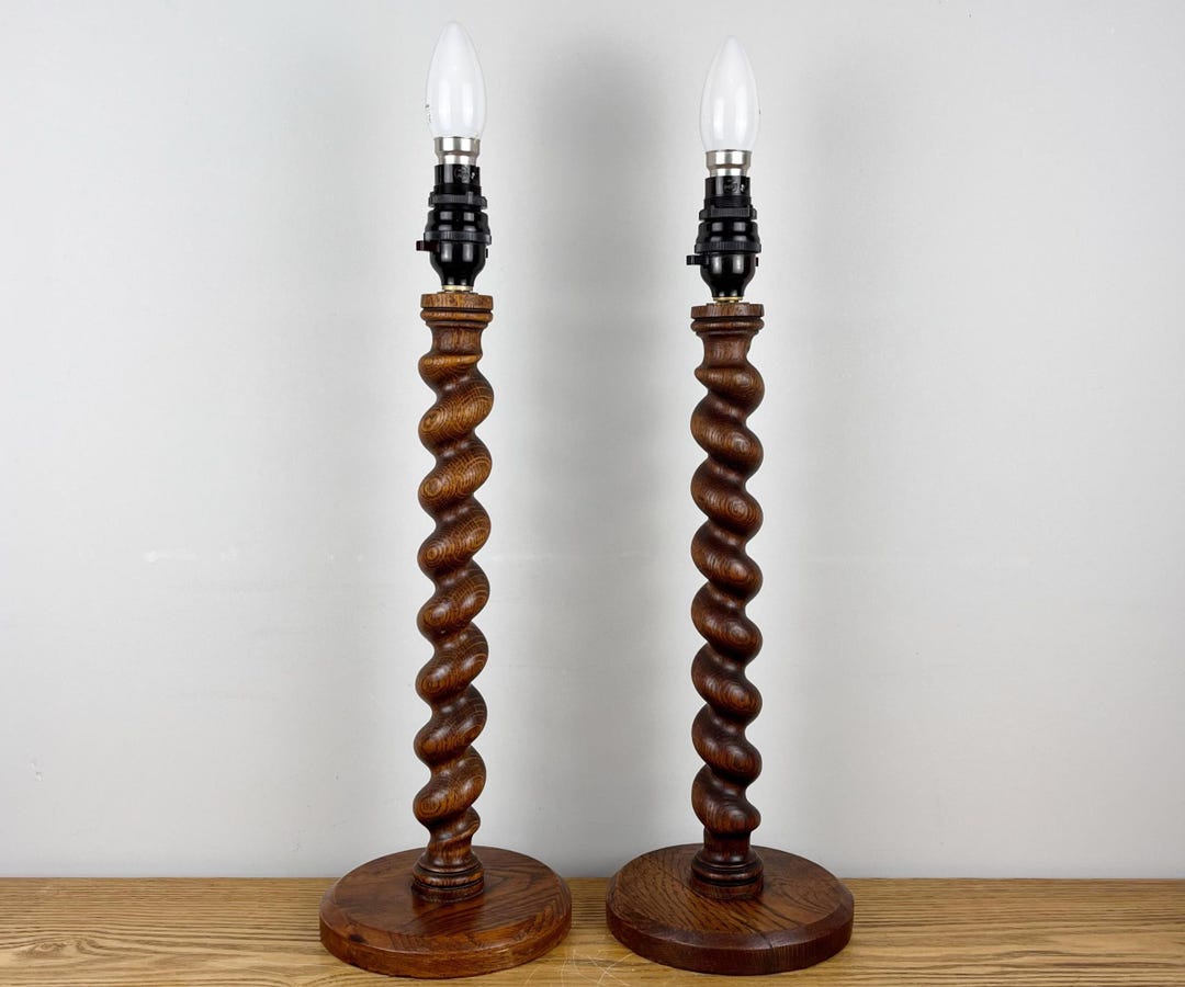 Pair of Tall Vintage Barley Twist Lamps - Etsy