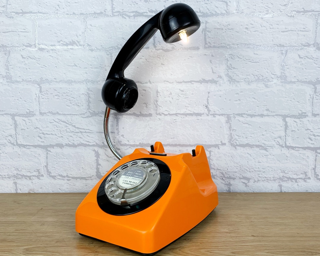 Orange Black Lamp, Orange Desk Lamp, Orange Retro Lamp, Vintage Desk ...