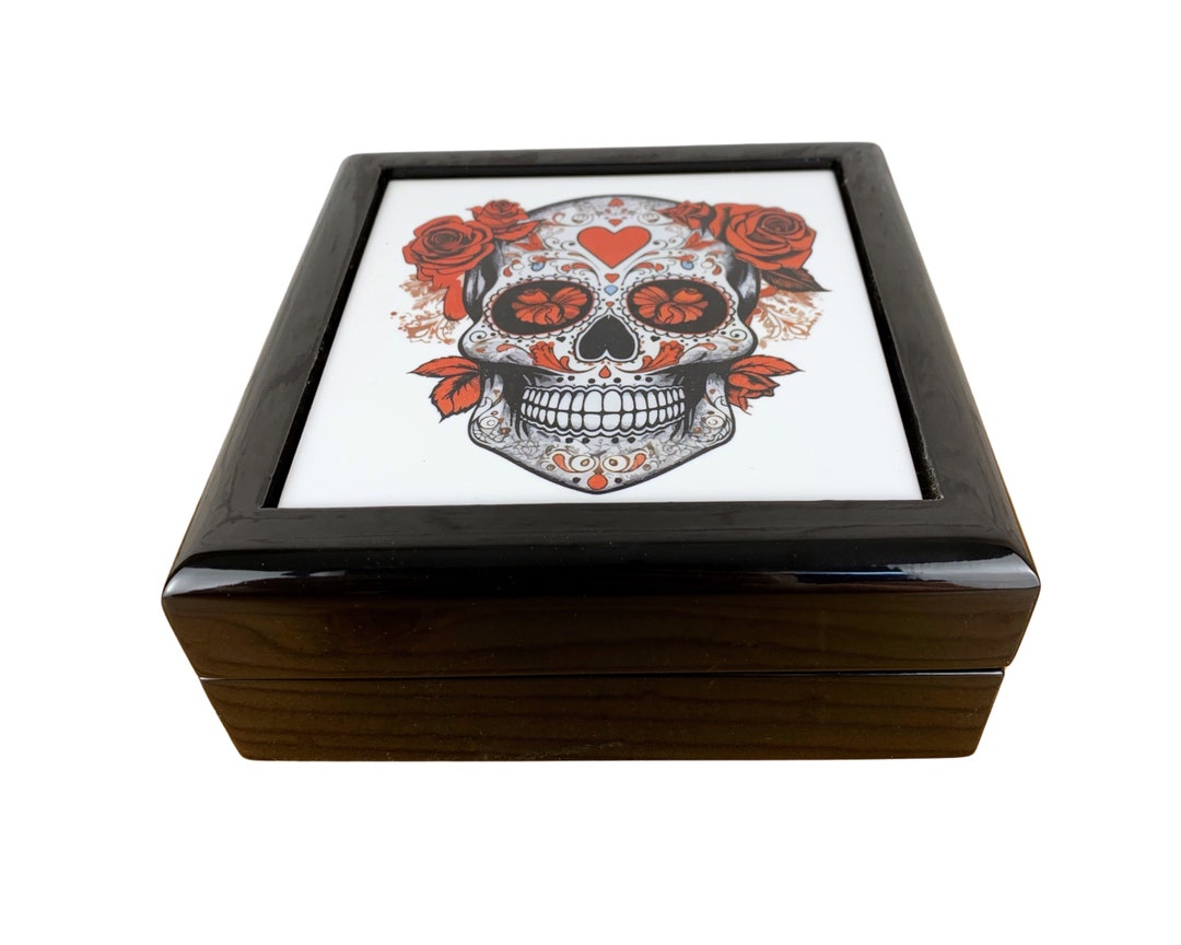 Gift for Goth, Goth Jewellery Box, Sugar Skull Jewellery Box, Sugar ...