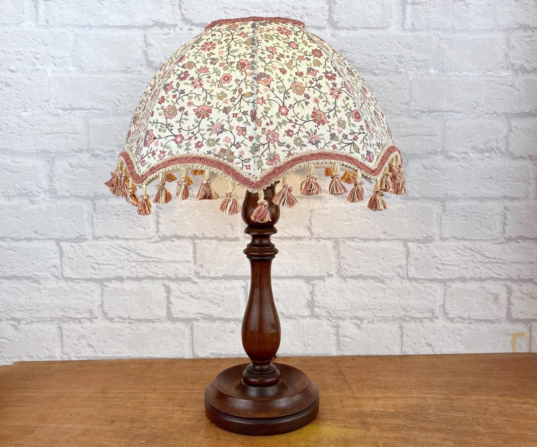 Vintage Cottagecore Wooden Lamp - Etsy