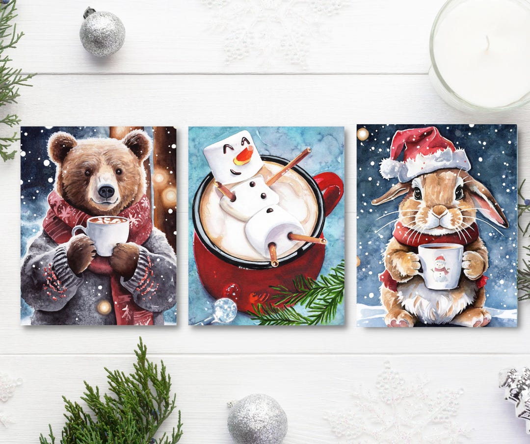 Assorted Christmas Card Set, Holiday Cards Pack (choose Your Pack Size ...