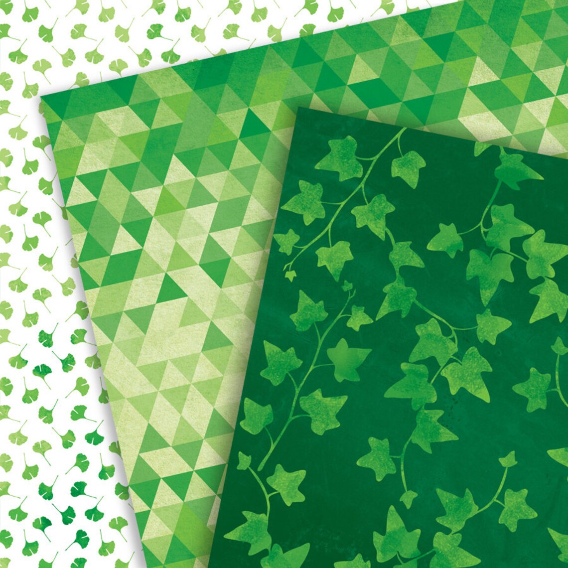 Greenery Digital Paper Pack Green Leaves Digital Pattern - Etsy