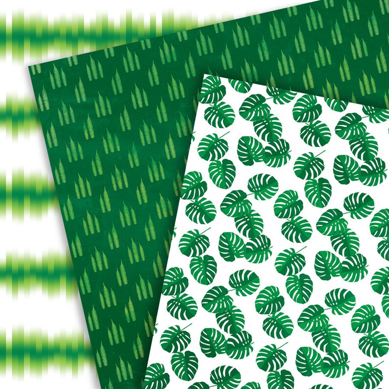 Greenery Digital Paper Pack; Green Leaves Digital Pattern; Monstera ...