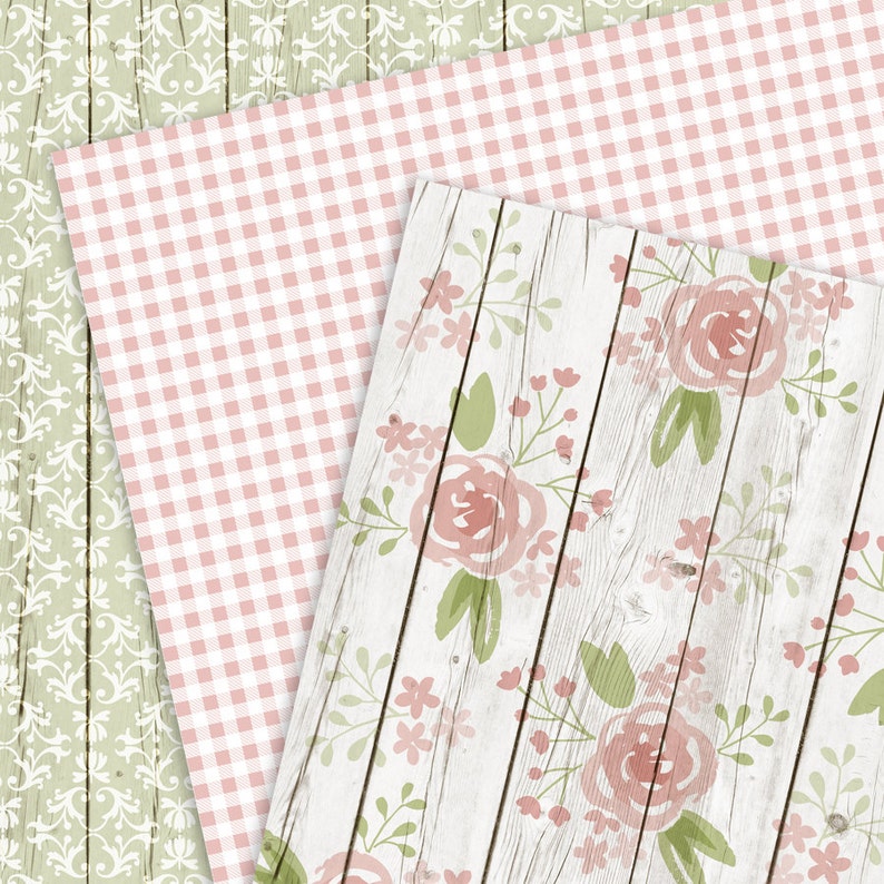 Shabby Chic Digital Paper Pack; Floral Digital Patterns; Rose Pattern ...