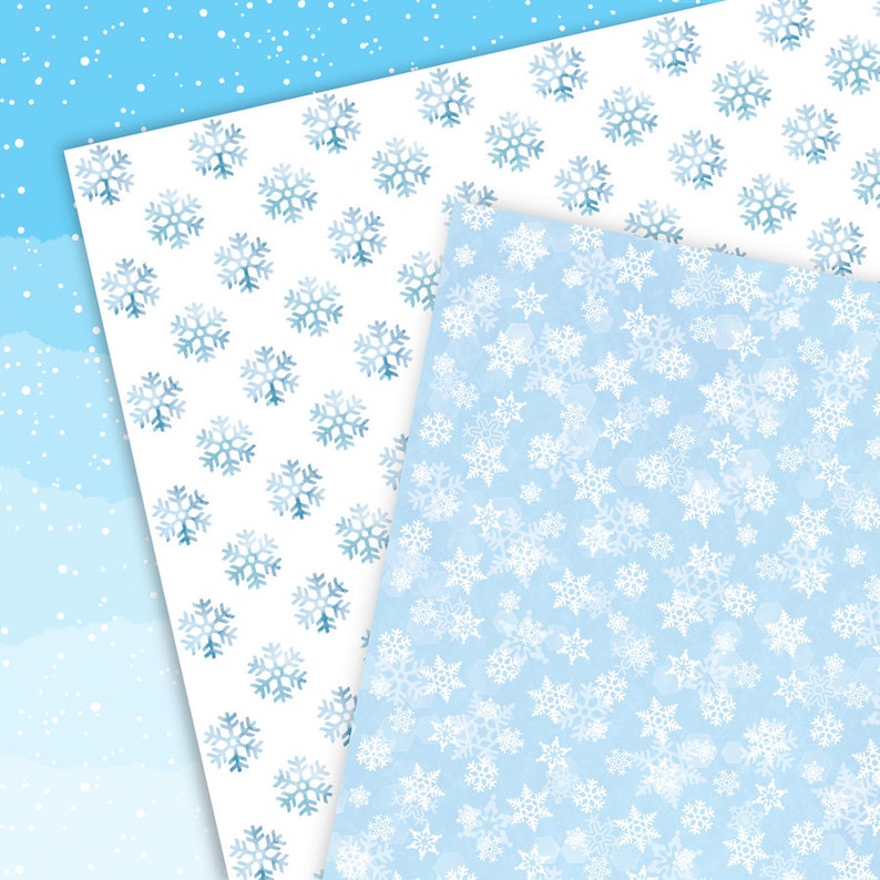 Let It Snow Digital Paper Pack; Snowflakes Digital Patterns; Seasonal ...