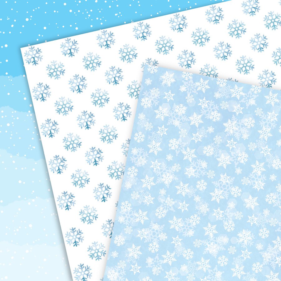 Let It Snow Digital Paper Pack; Snowflakes Digital Patterns; Seasonal ...