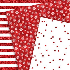 Red Glitter Christmas Digital Paper Pack; Christmas Pattern; Seasonal ...