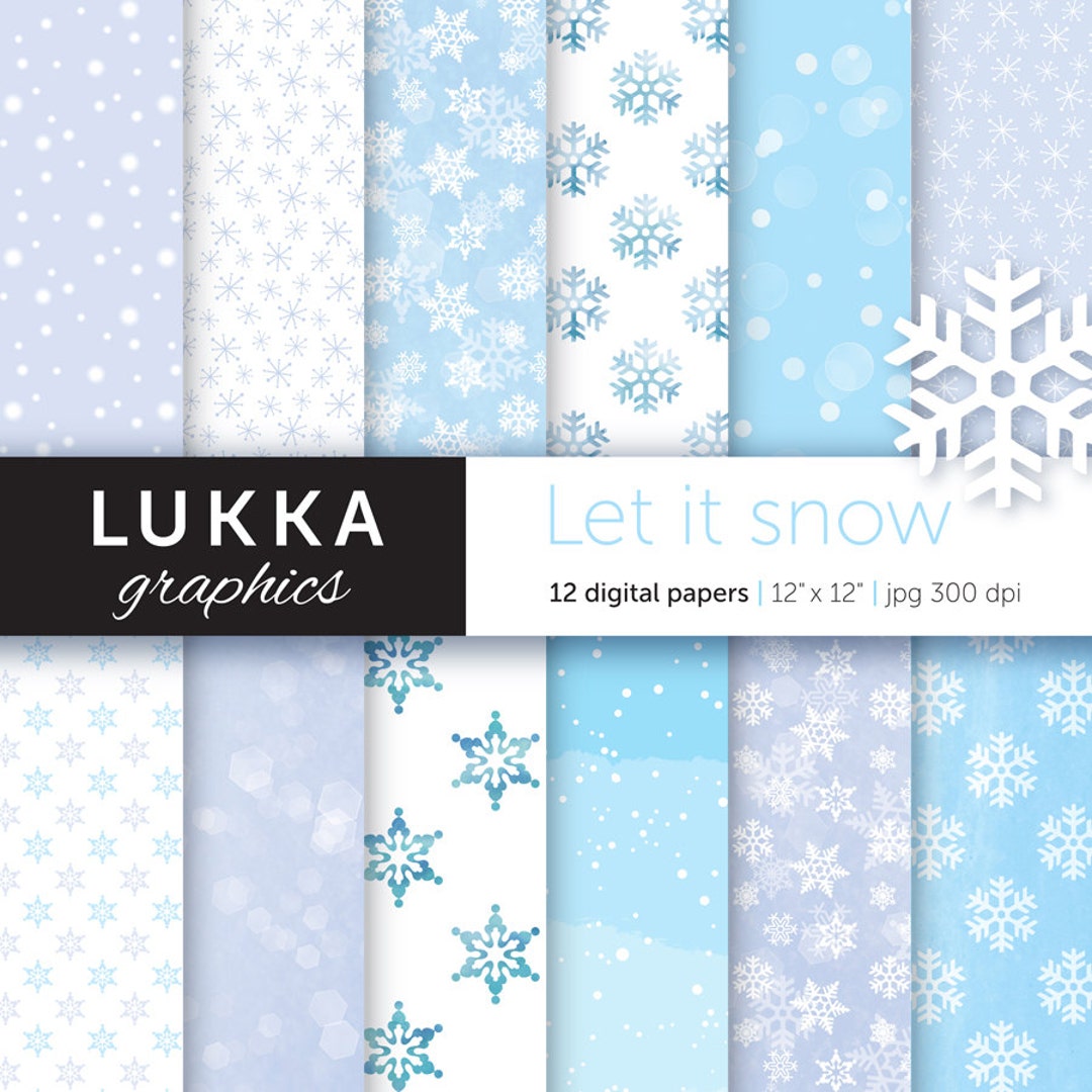 Let It Snow Digital Paper Pack; Snowflakes Digital Patterns; Seasonal ...