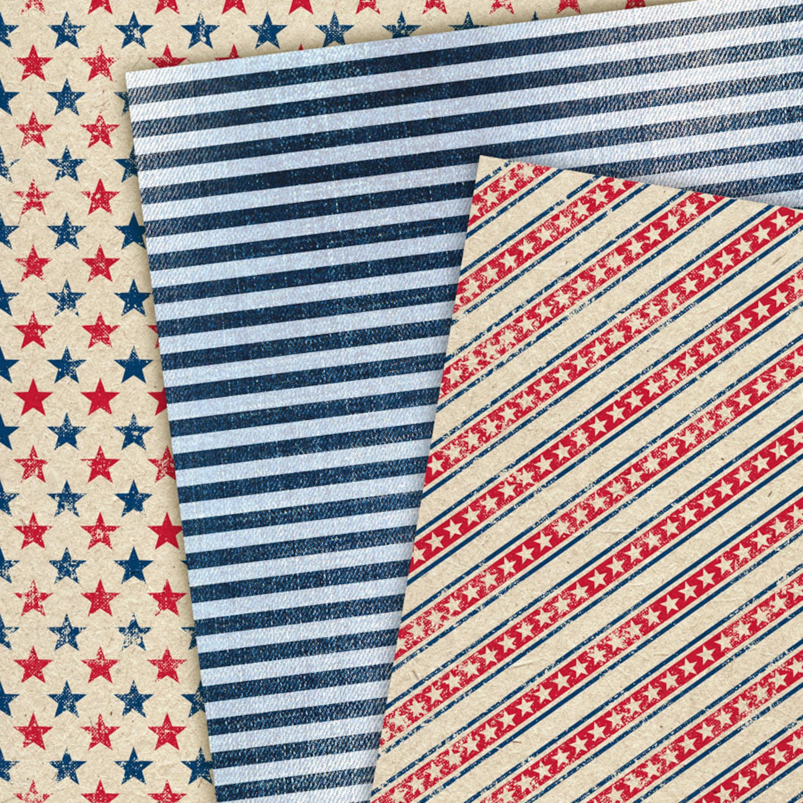 Stars and Stripes Digital Paper Pack; Patriotic Patterns; 4th of July ...
