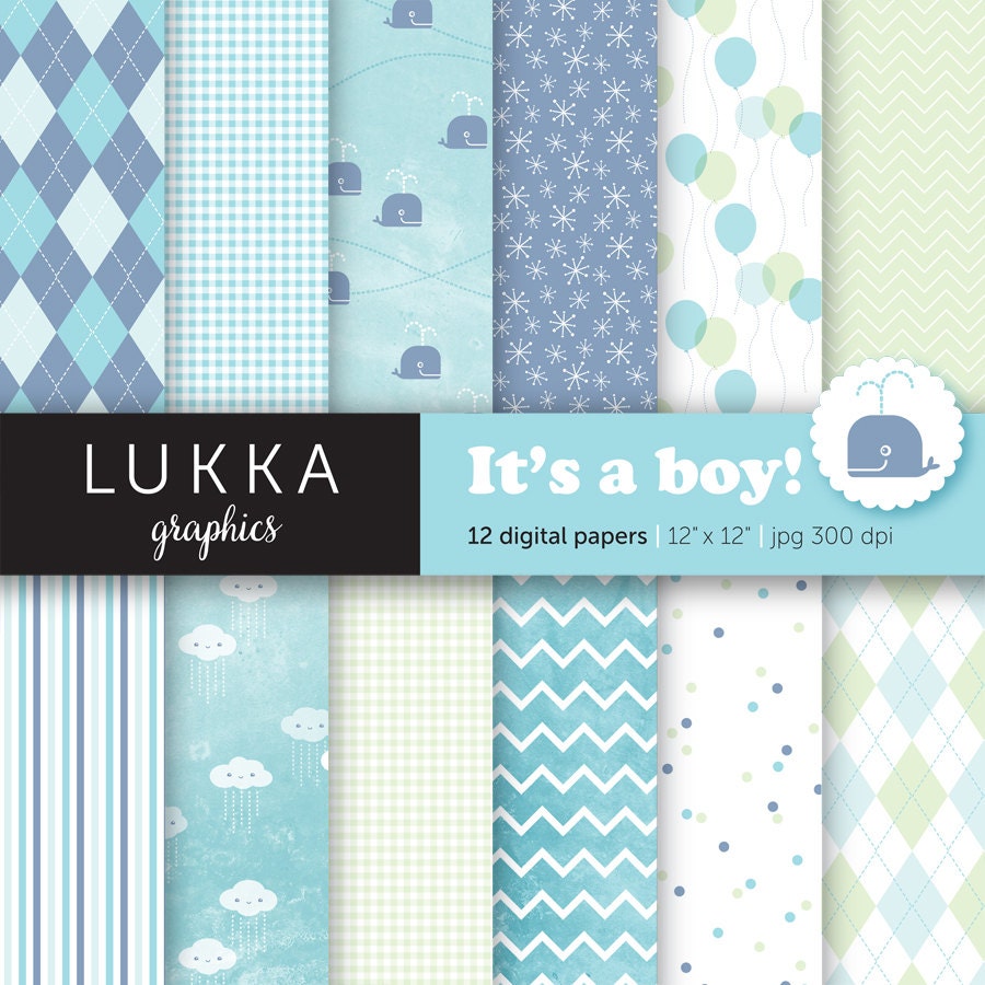 Baby Boy Digital Paper Pack Nursery Digital Patterns - Etsy
