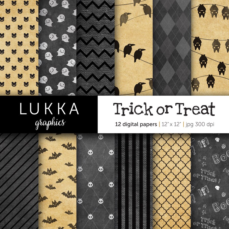 Halloween Digital Paper Pack Trick or Treat Ghost Pattern - Etsy
