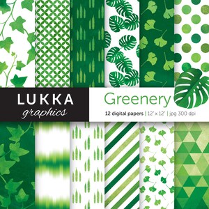 Greenery Digital Paper Pack; Green Leaves Digital Pattern; Monstera ...