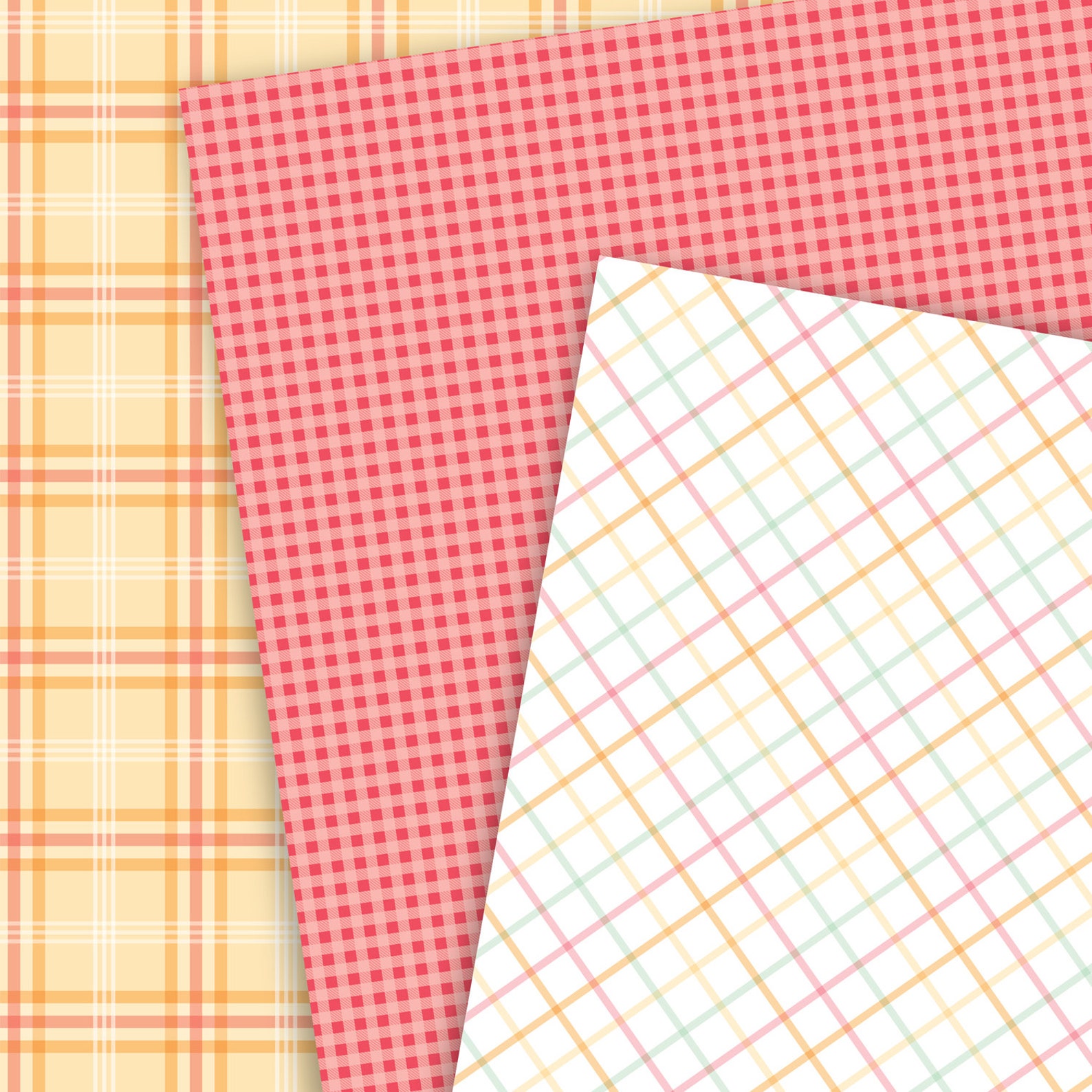 Colorful Plaids Digital Paper Pack; Digital Patterns; Check Pattern ...