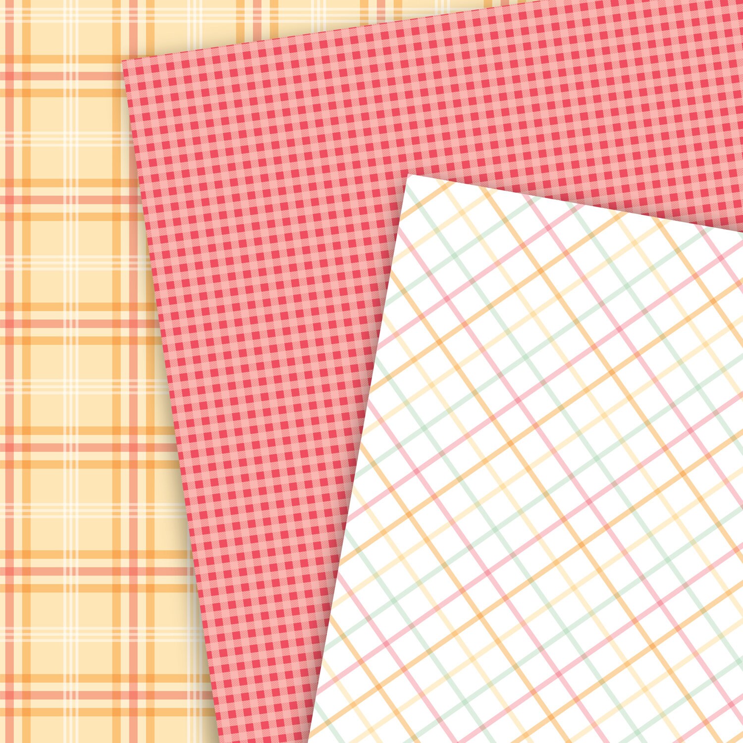 Colorful Plaids Digital Paper Pack; Digital Patterns; Check Pattern ...
