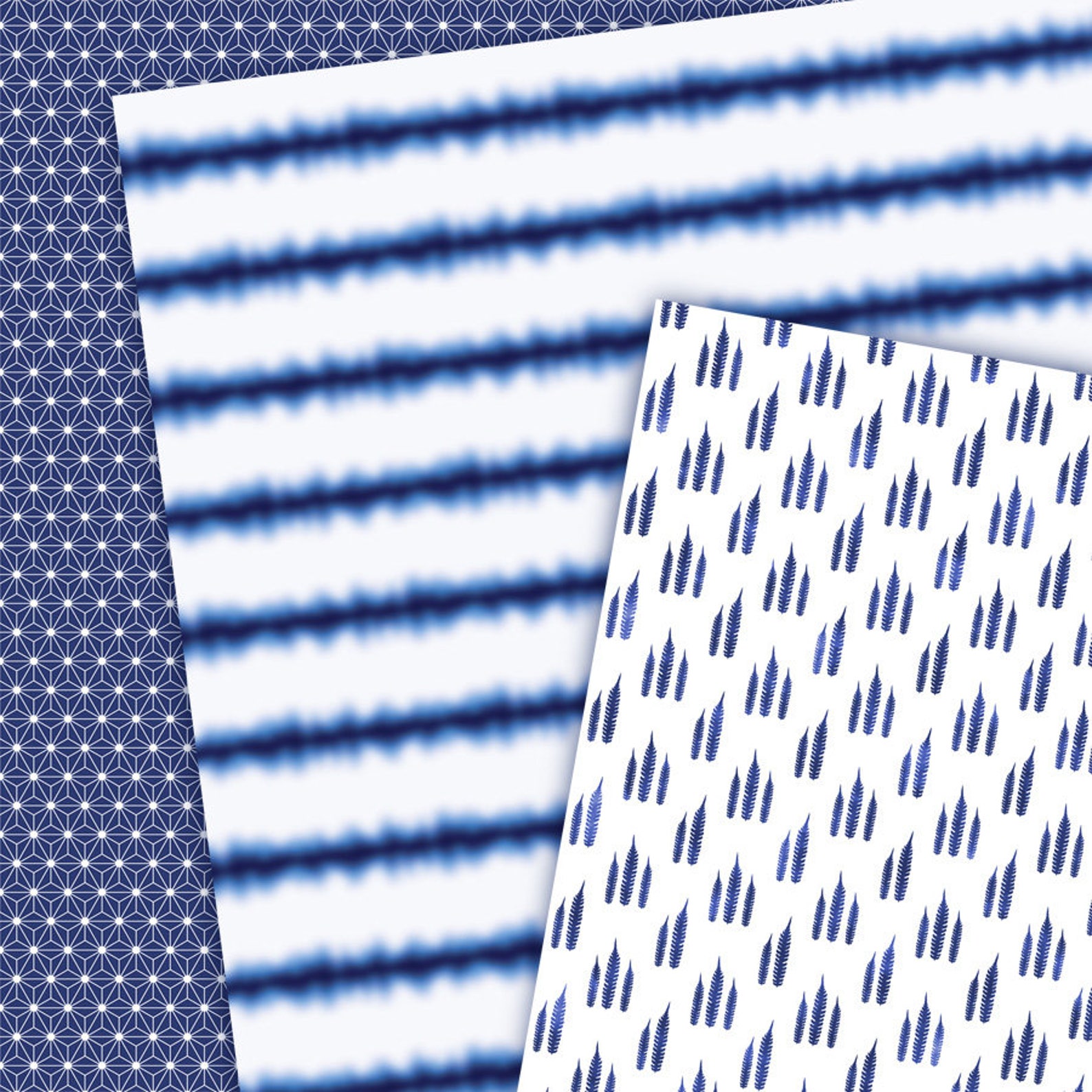 Indigo Blue Digital Paper Pack; Japanese Inspired Digital Patterns ...