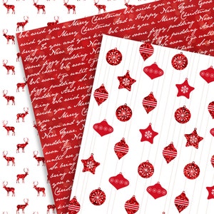 Red Glitter Christmas Digital Paper Pack; Christmas Pattern; Seasonal ...