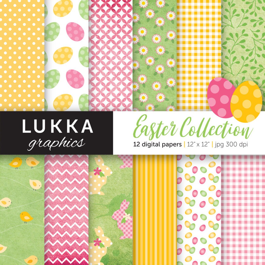 Easter Digital Paper Pack; Easter Digital Patterns; Easter Eggs, Chicks ...