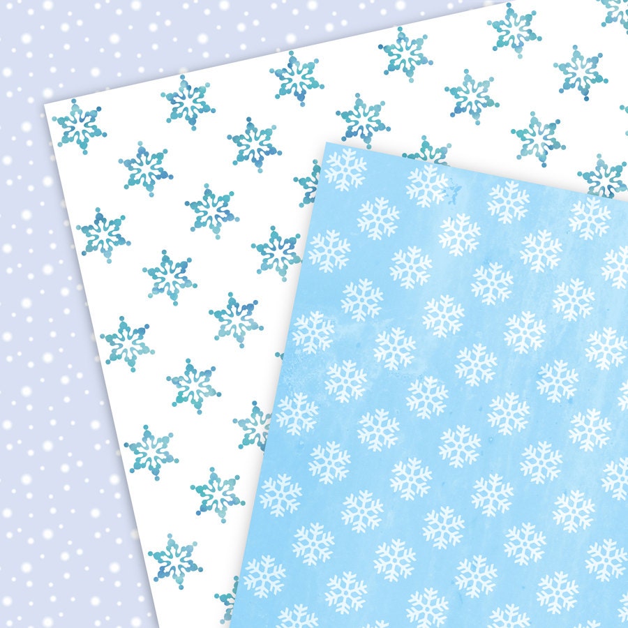 Let It Snow Digital Paper Pack; Snowflakes Digital Patterns; Seasonal ...