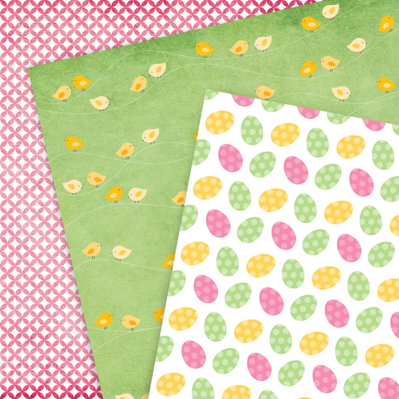 Easter Digital Paper Pack; Easter Digital Patterns; Easter Eggs, Chicks ...