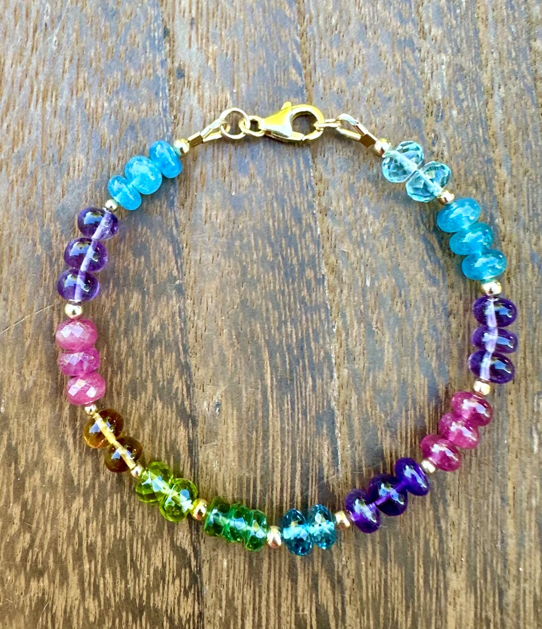 Luxe Gemstone Bracelet, Gold Filled Jewelry, 7 Long, Fine Jewelry, Warm ...
