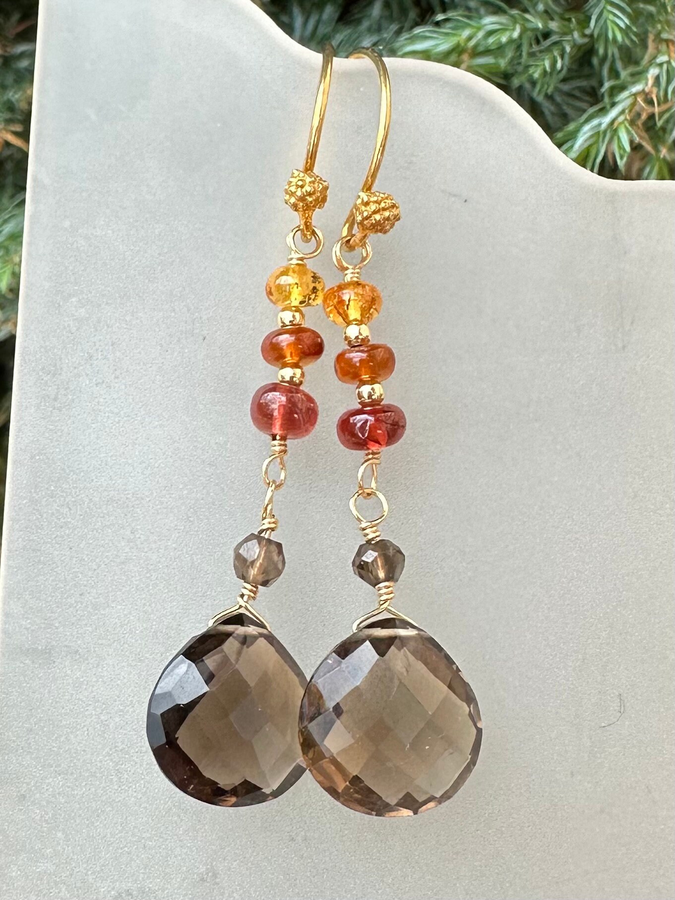 Autumn Gemstone Earrings: Quartz, Garnet, Citrine, 14k Gold Filled - Etsy