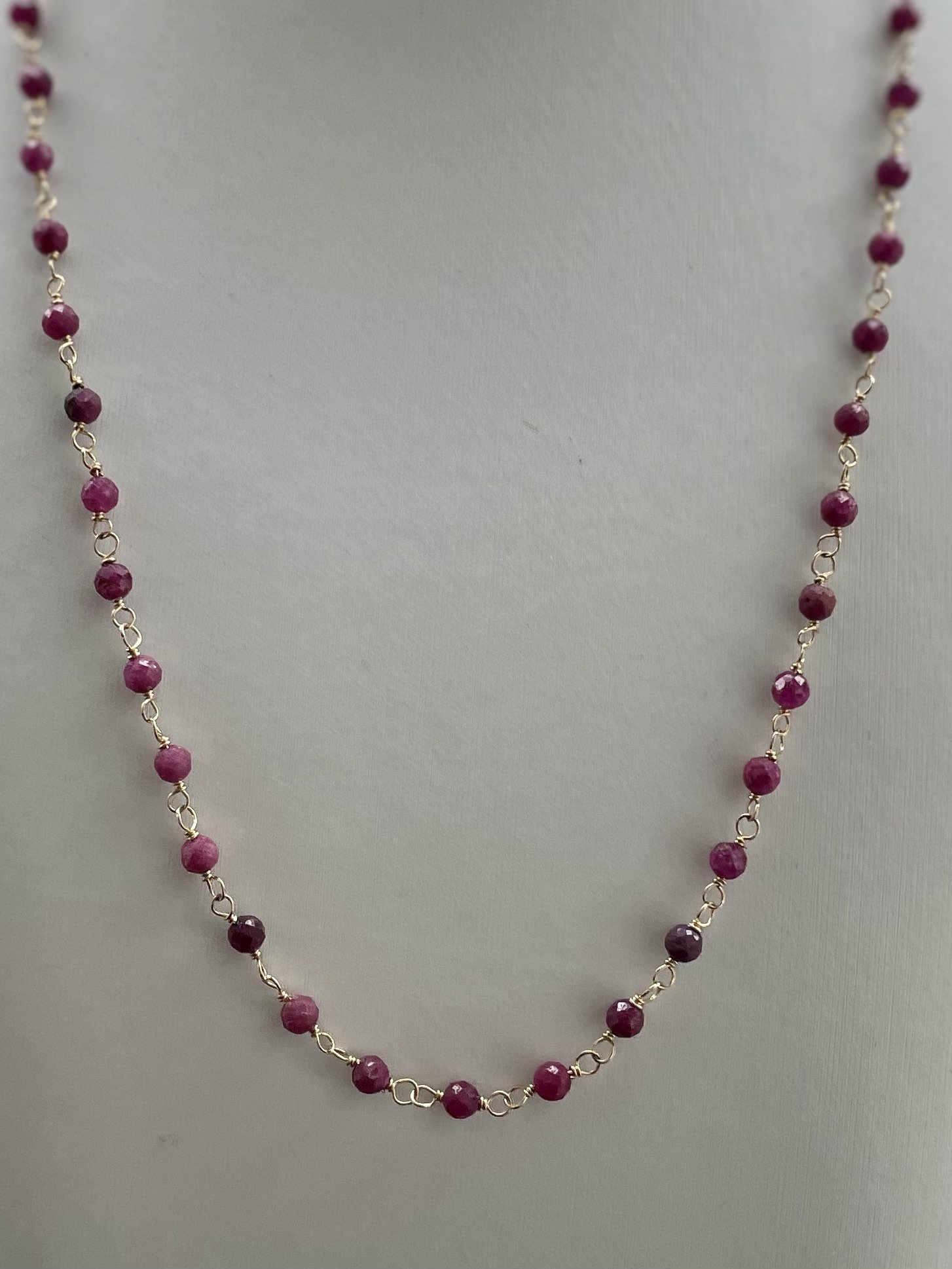Natural Genuine Ruby Necklace, Wire Wrapped Gemstones, 14k Gold Filled ...