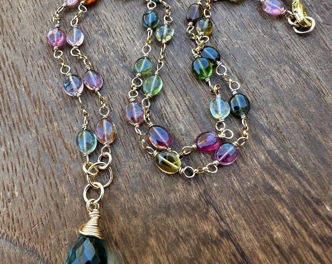 Tourmaline Collection Luxe Gemstone Necklace, Gold Filled Beauty - Etsy