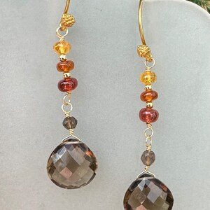 Autumn Gemstone Earrings: Quartz, Garnet, Citrine, 14k Gold Filled - Etsy