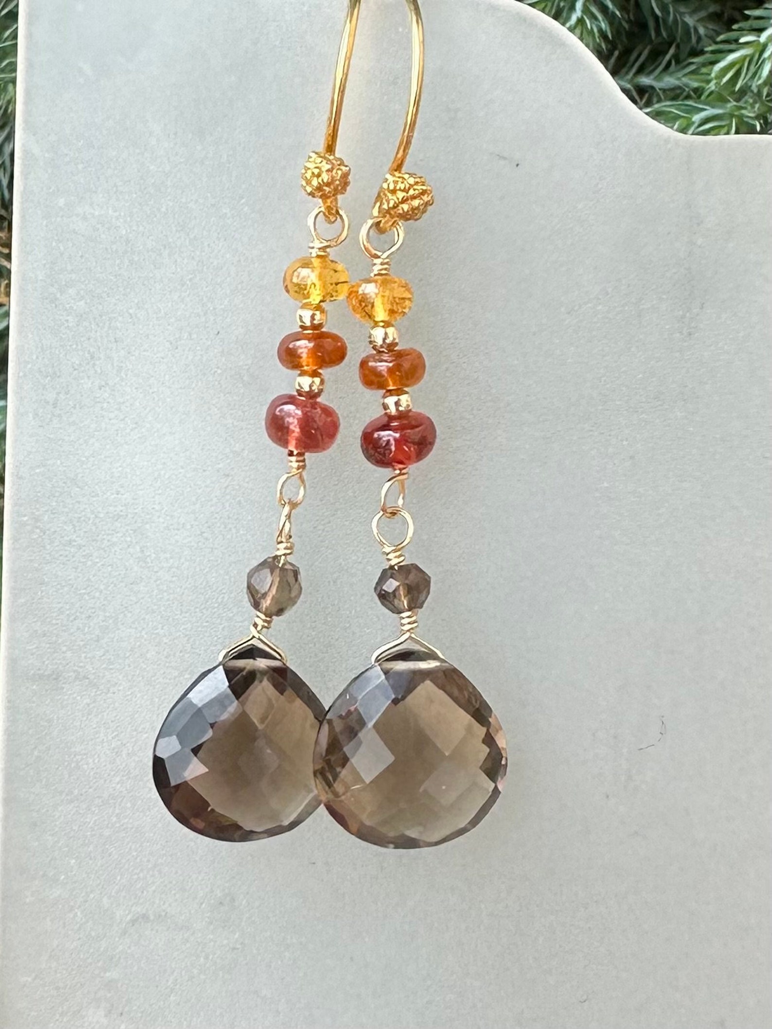 Autumn Gemstone Earrings: Quartz, Garnet, Citrine, 14k Gold Filled - Etsy