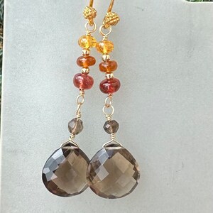 Autumn Gemstone Earrings: Quartz, Garnet, Citrine, 14k Gold Filled - Etsy