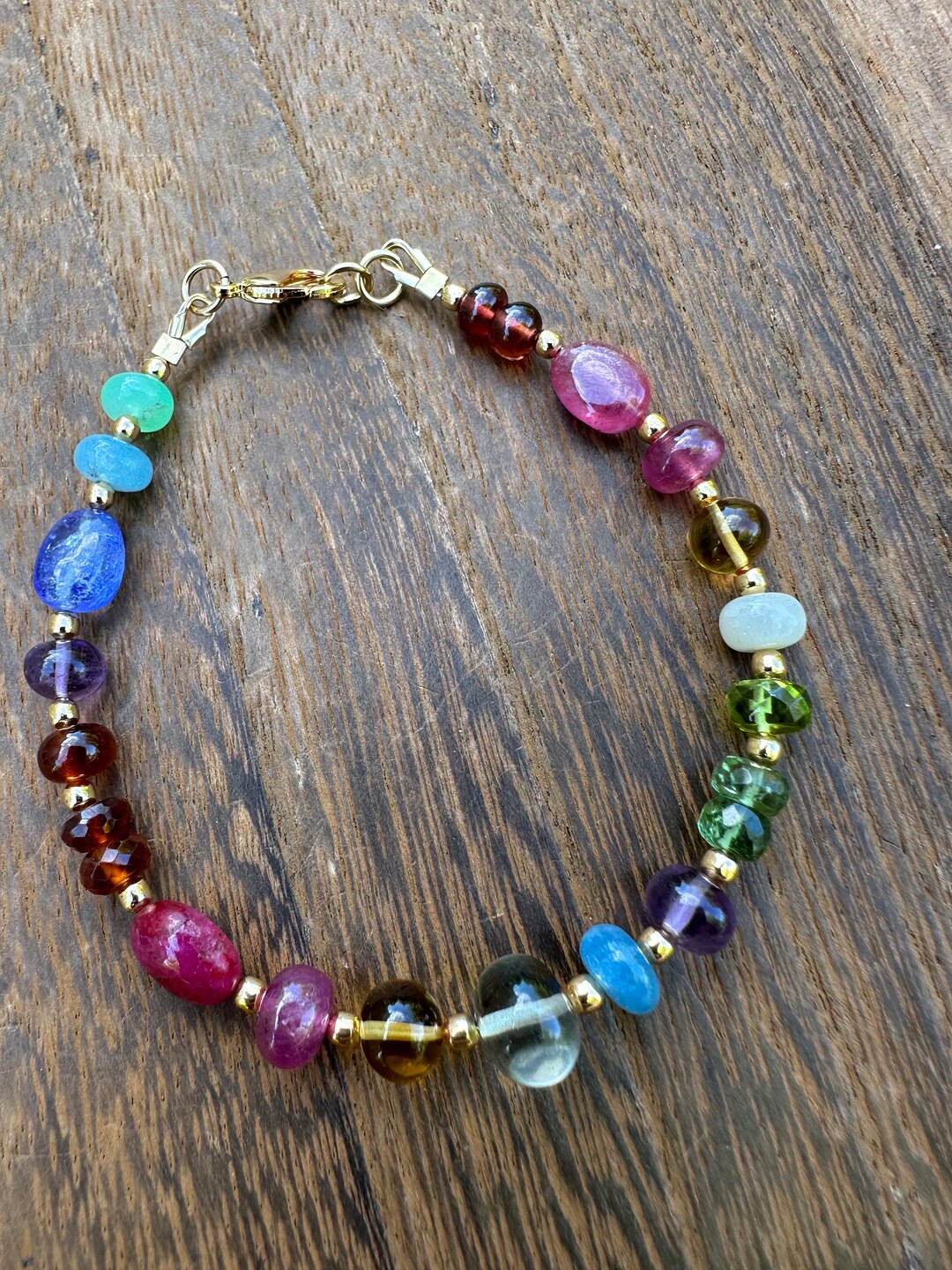 Luxe Gemstone and Gold Filled Bracelet, Fine Jewelry, Arm Candy, 7 1/4 ...