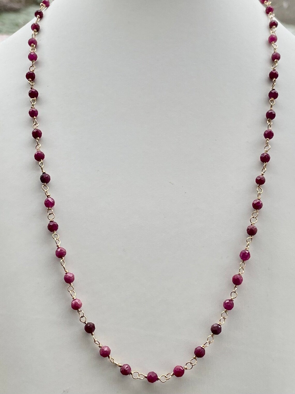 Natural Genuine Ruby Necklace, Wire Wrapped Gemstones, 14k Gold Filled ...