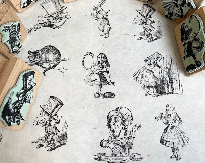 Alice Reaching RUBBER STAMP, Alice in Wonderland Stamp, Wonderland ...