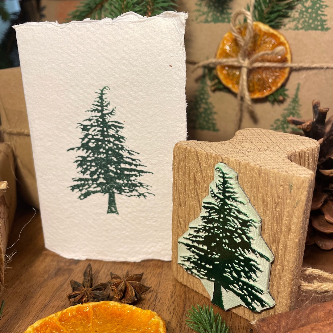 Christmas Tree Stamp, Christmas Stamp, Fir Tree Stamp, Evergreen Stamp ...