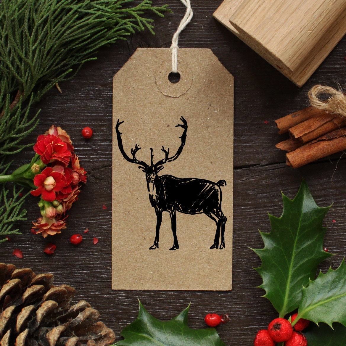 Stag Stamp, Christmas Stag Stamp, Reindeer Stamp, Stag Rubber Stamp ...